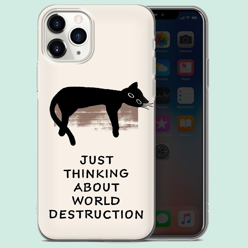 Cute Cat Meme Illustration Phone Case Funny Cats Quotes - Etsy