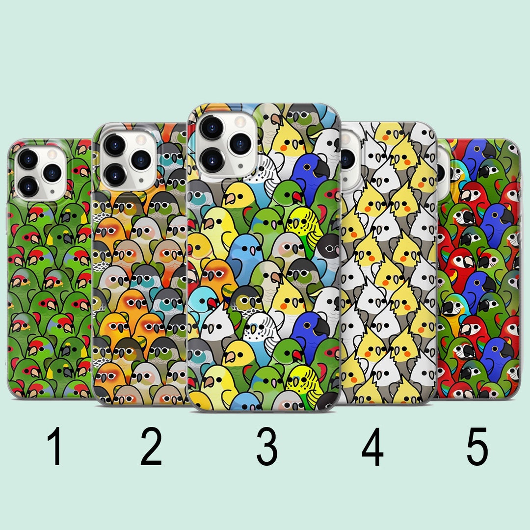 Too Many Birds Phone Case, Parrots, Cute Birds, Summer Art, Summer ...