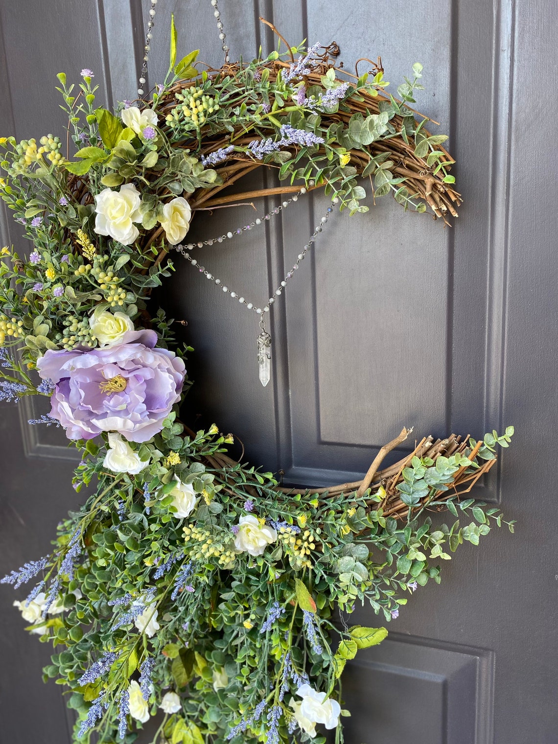 Crescent Moon Floral Wreath - Etsy