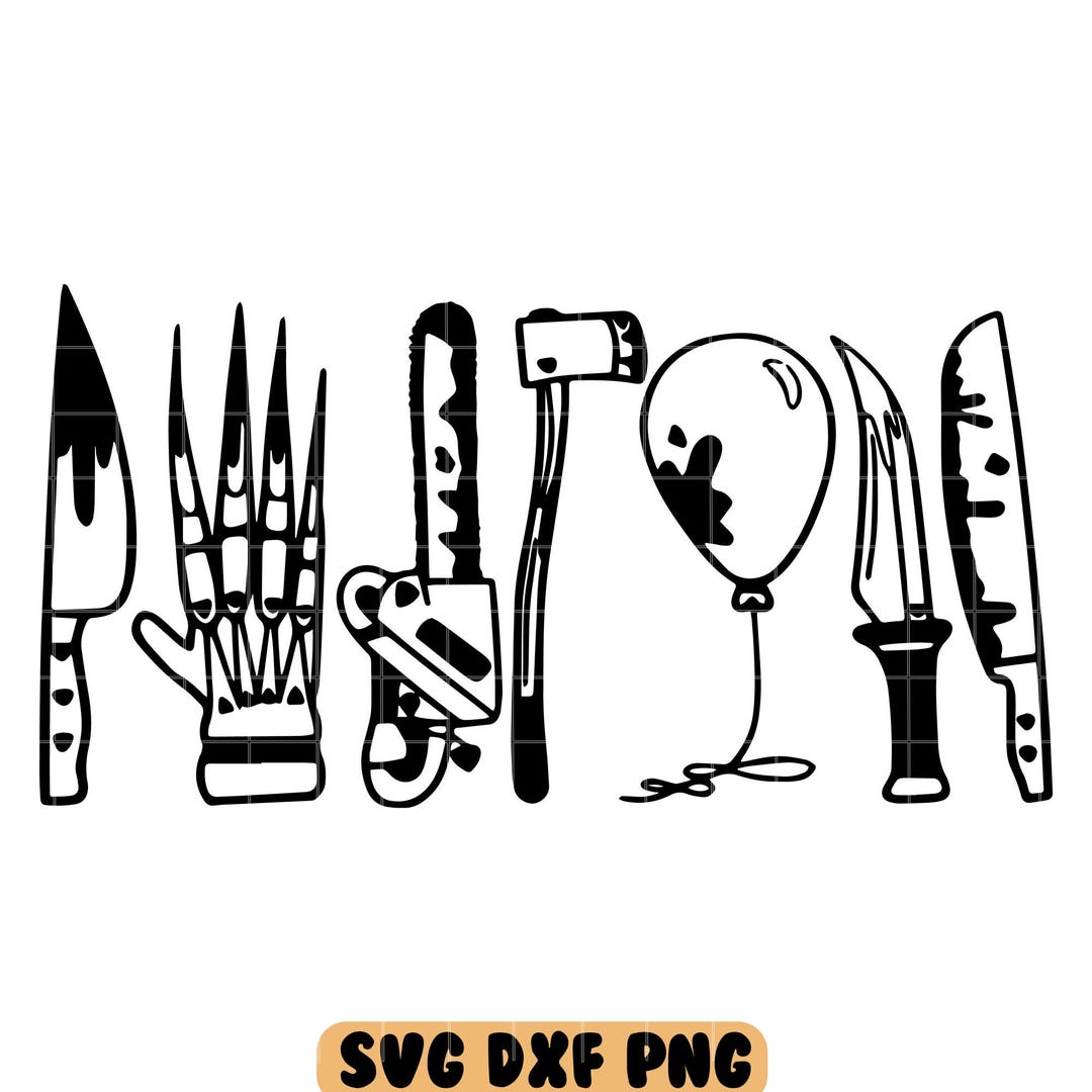 Scary Movie Weapons SVG DXF PNG Instant Download Cut File Clipart ...