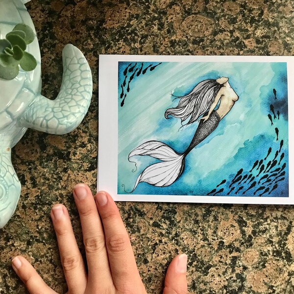 Mermaid Notecard - Etsy