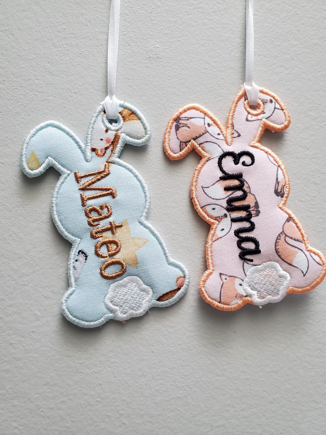 Personalized Embroidered Easter Bunny Name Tag: Kids Easter Basket - Etsy