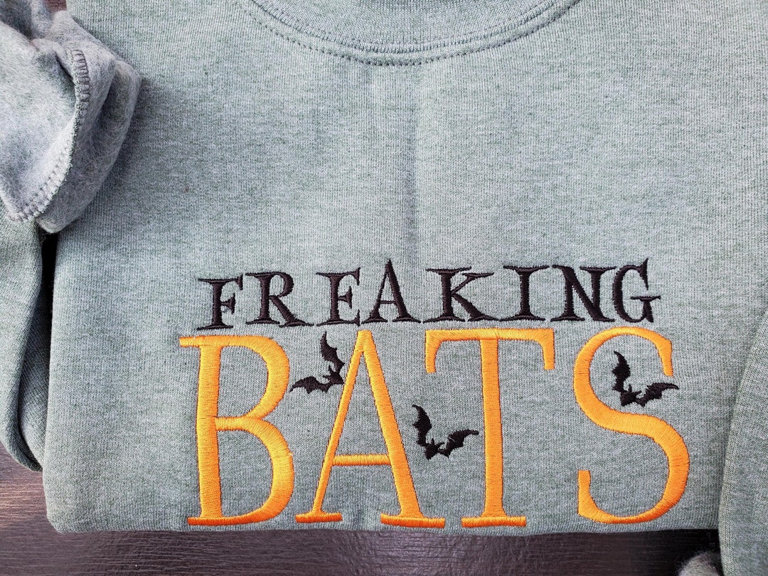 Custom Freaking Bats Embroidered Halloween Sweatshirt, Spooky Season ...
