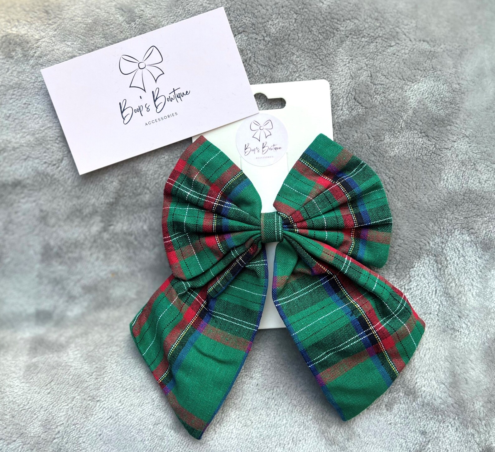 Large Tartan Hair Bow Clip Accessory, Winter Accessory, Stocking Filler, Christmas Gift, Xmas ...