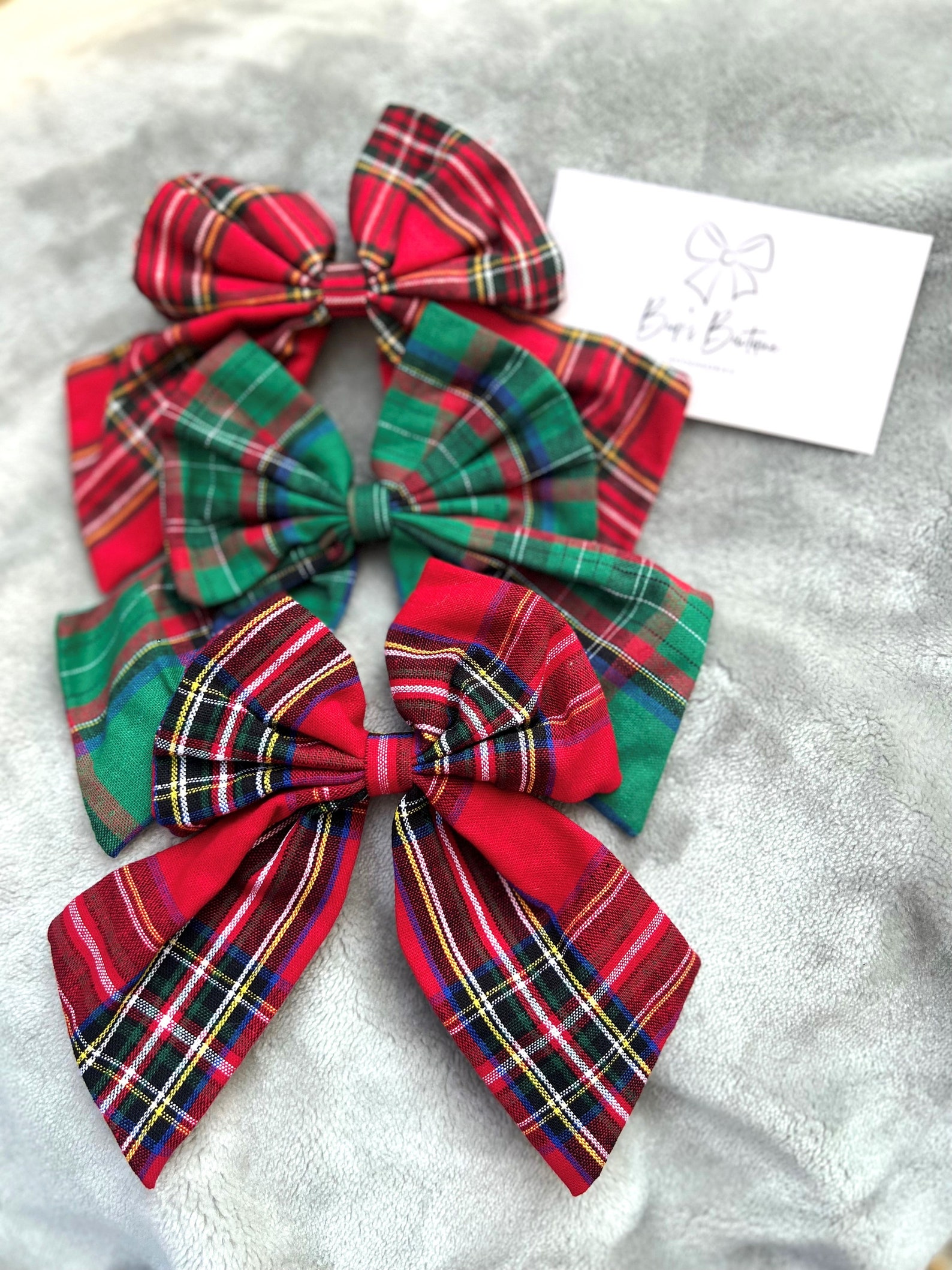 Large Tartan Hair Bow Clip Accessory, Winter Accessory, Stocking Filler, Christmas Gift, Xmas ...