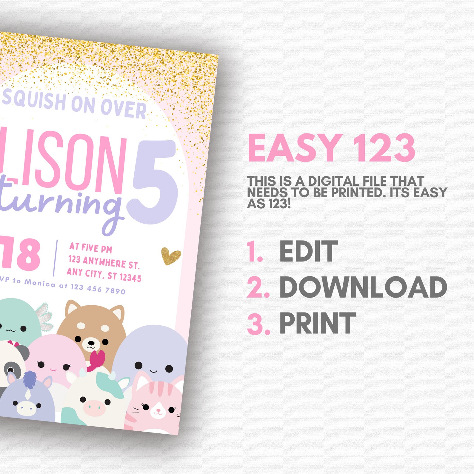Squishmallow Birthday Invitation, Squishmallow Birthday Party - Etsy