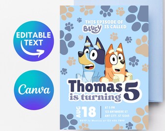 Bluey Editable Birthday Invitation Digital Birthday Party Invitation ...