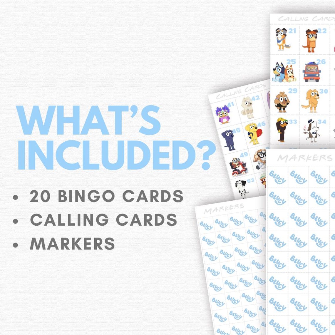 Bluey Bingo, 20 Sheet Bingo - Etsy