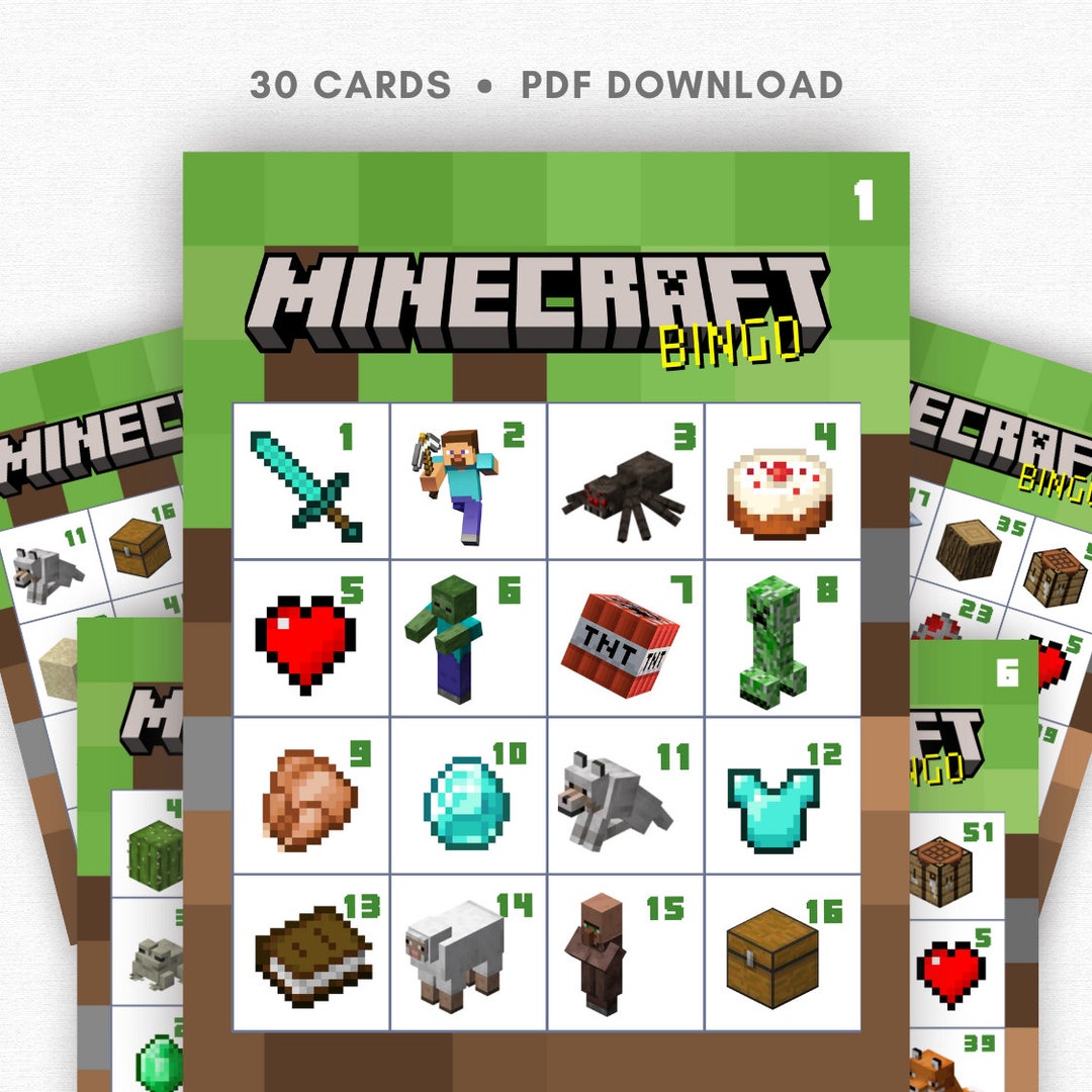 Minecraft Bingo, Minecraft Party, Minecraft Party Games - Etsy