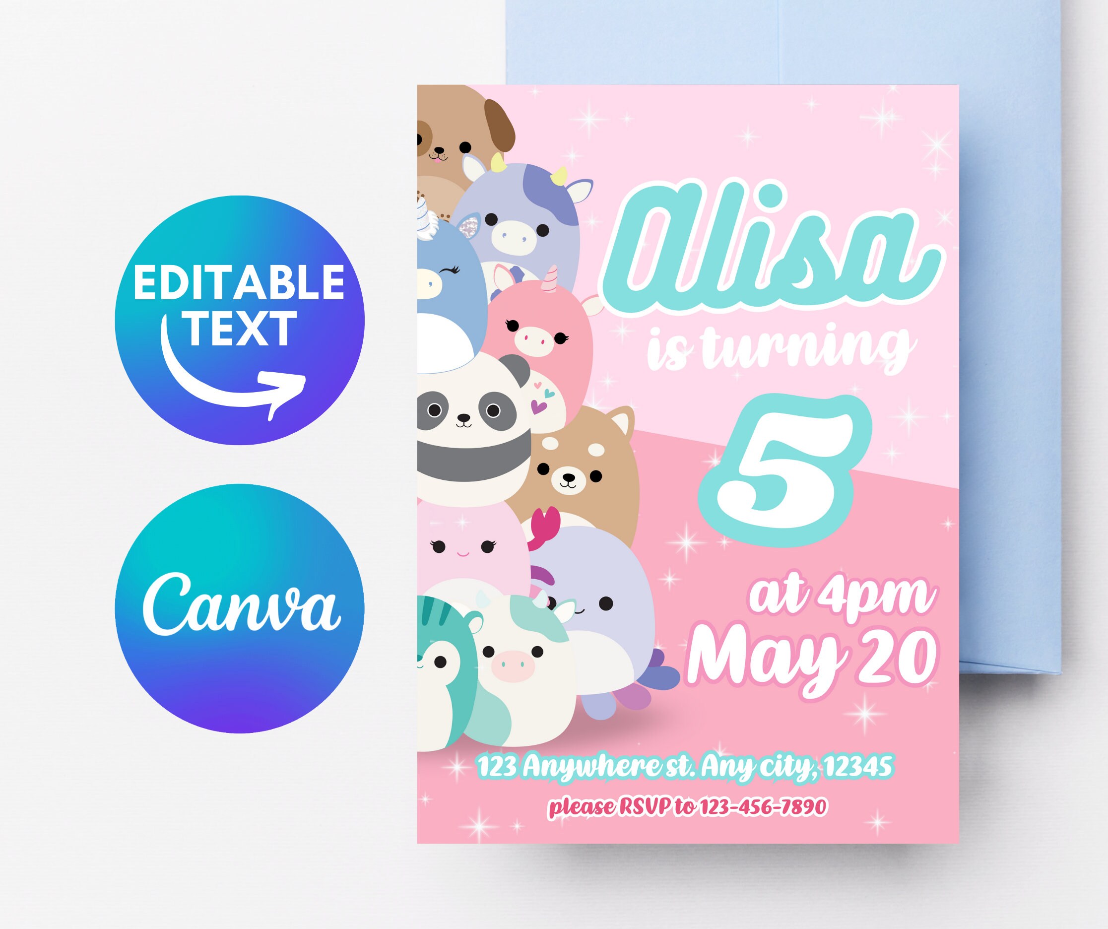Squishmallow Birthday Invitation, Squishmallow Birthday Party - Etsy