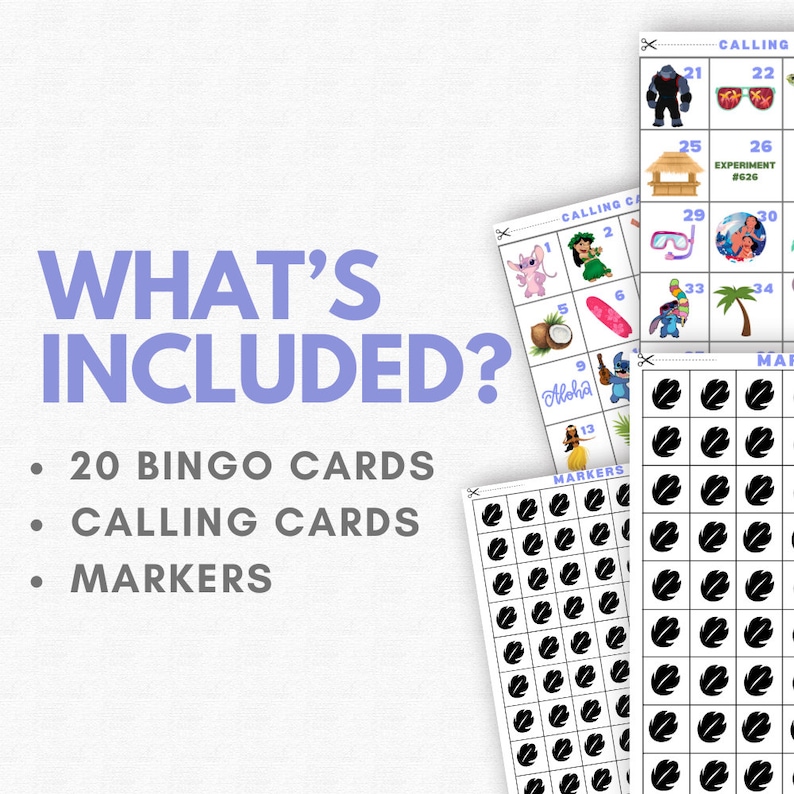 Lilo & Stitch Bingo, 20 Sheet Bingo - Etsy