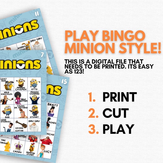 Minion Printable Bingo Cards