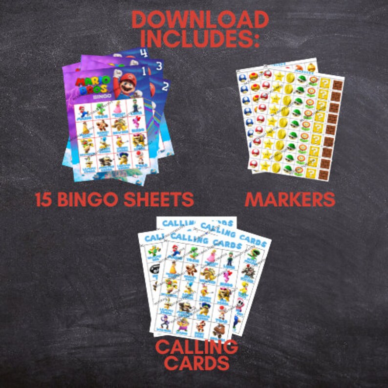 Super Mario Bingo Mario Movie Bingo Mario Birthday Party - Etsy
