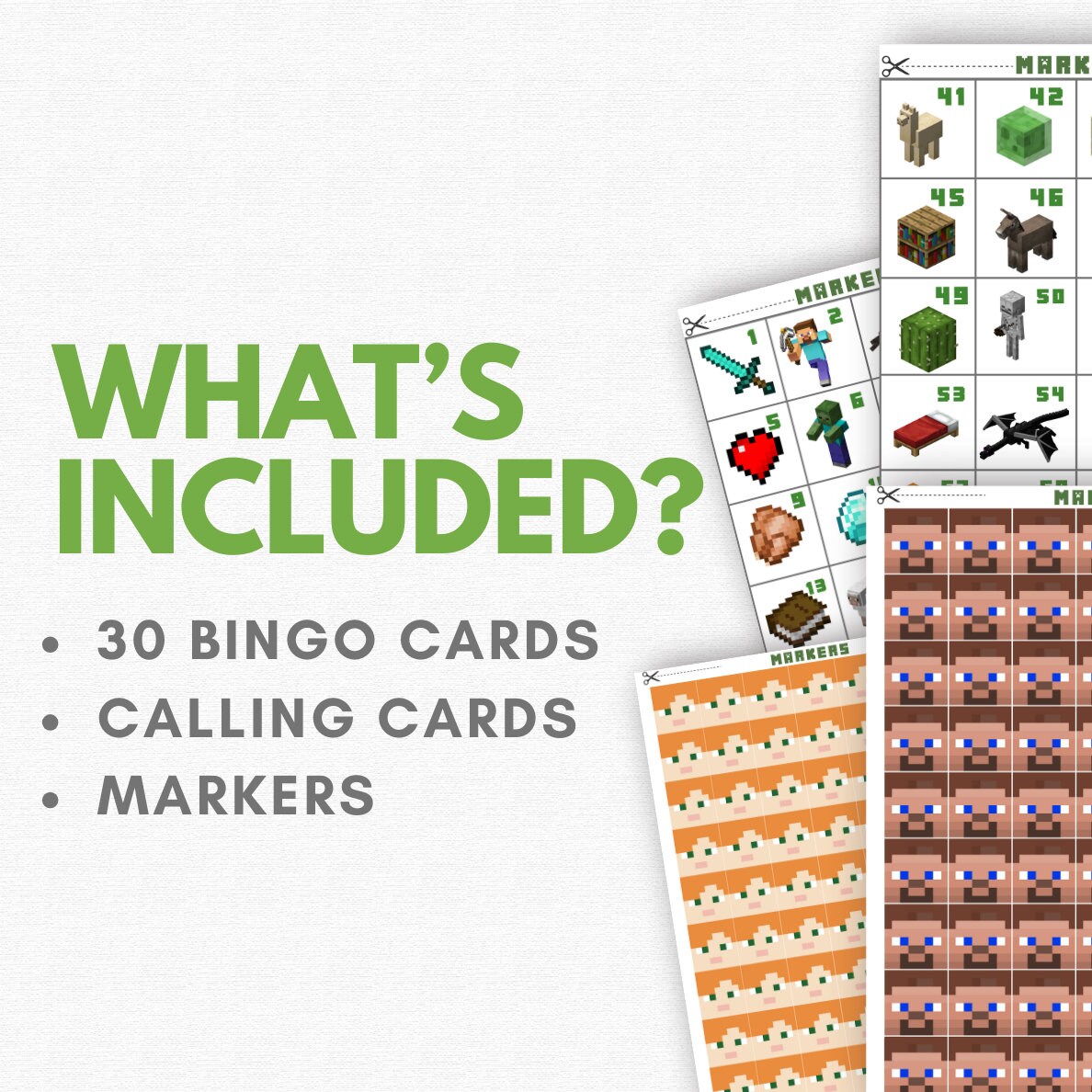 Minecraft Bingo, Minecraft Party, Minecraft Party Games - Etsy