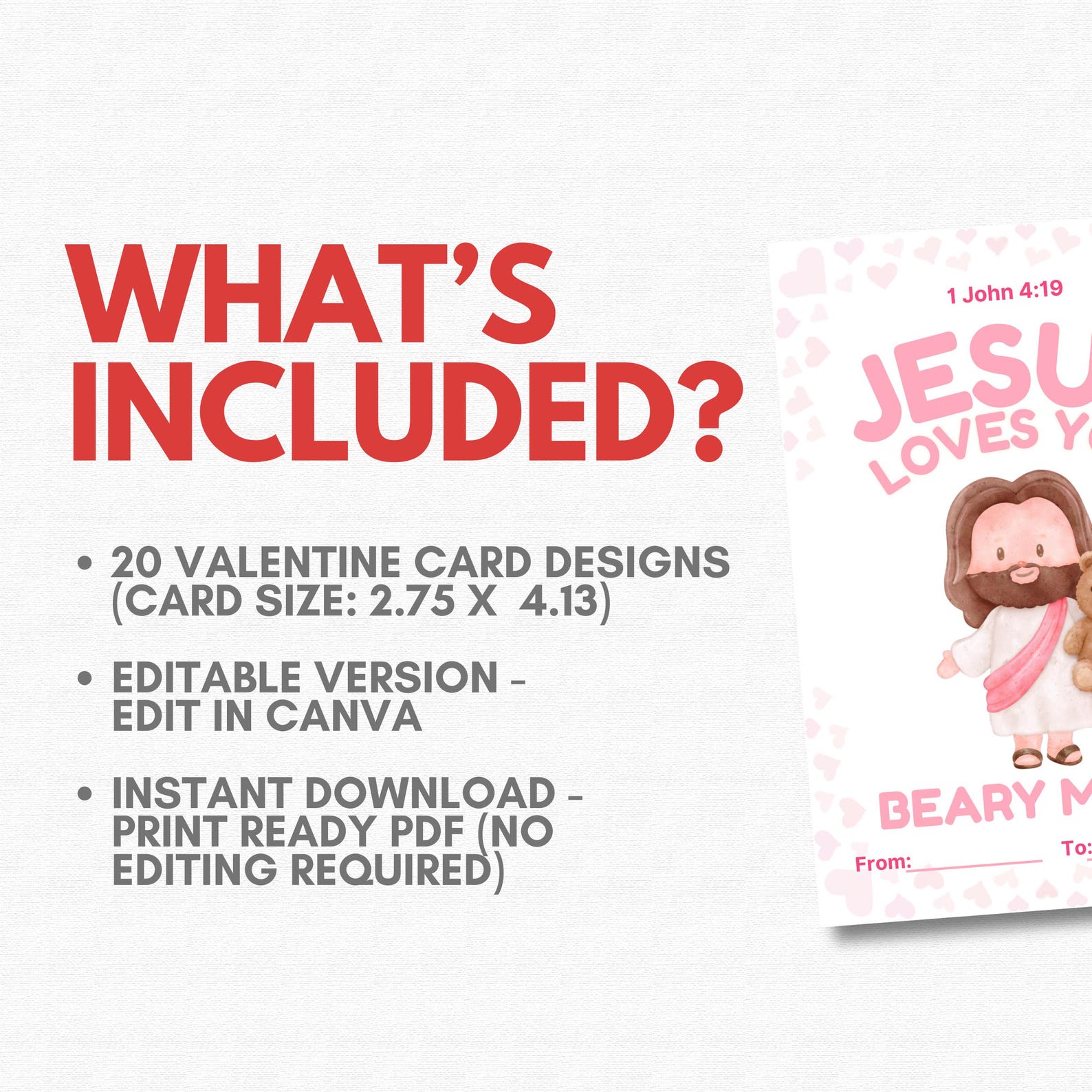 20 Bible Printable Valentine Cards, 20 Editable Christian Valentine ...