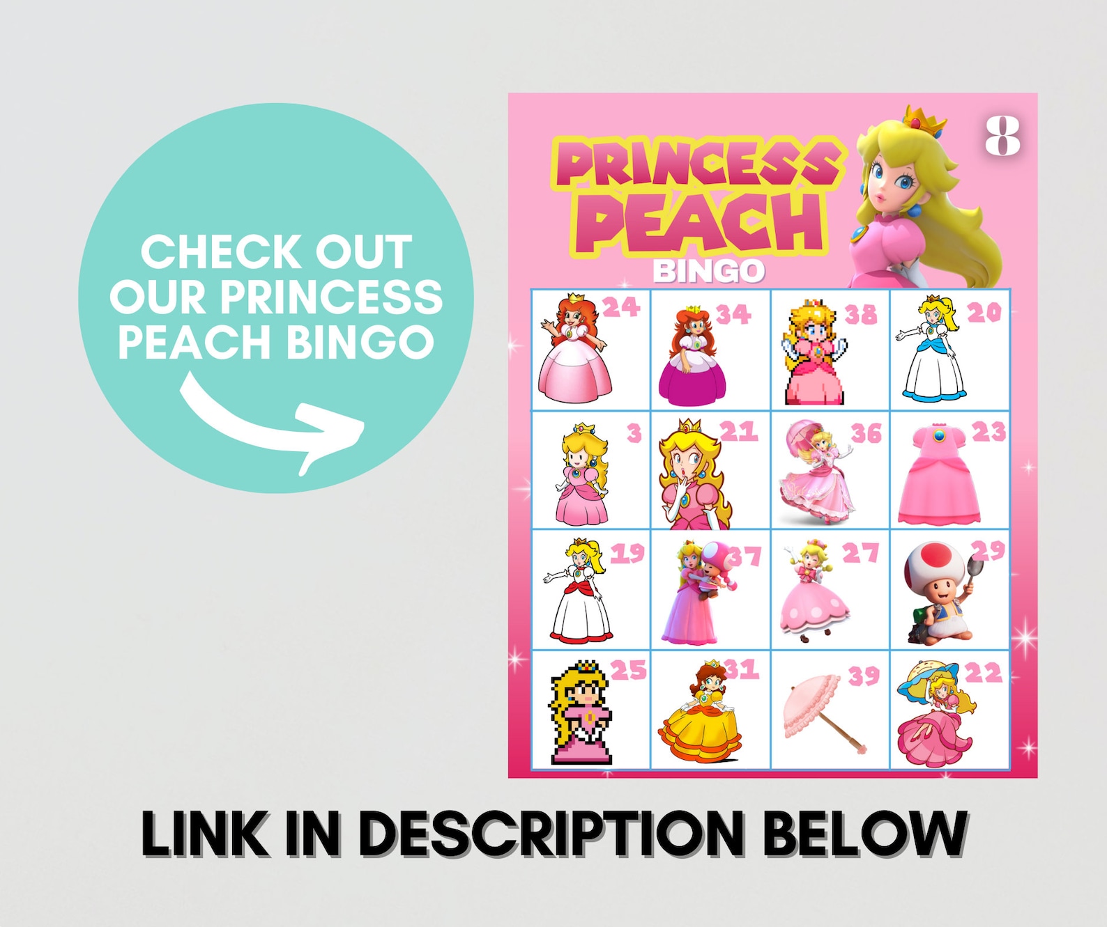 Super Mario Party Game, 30 Bingo Cards Mario Game, Super Mario Birthday ...