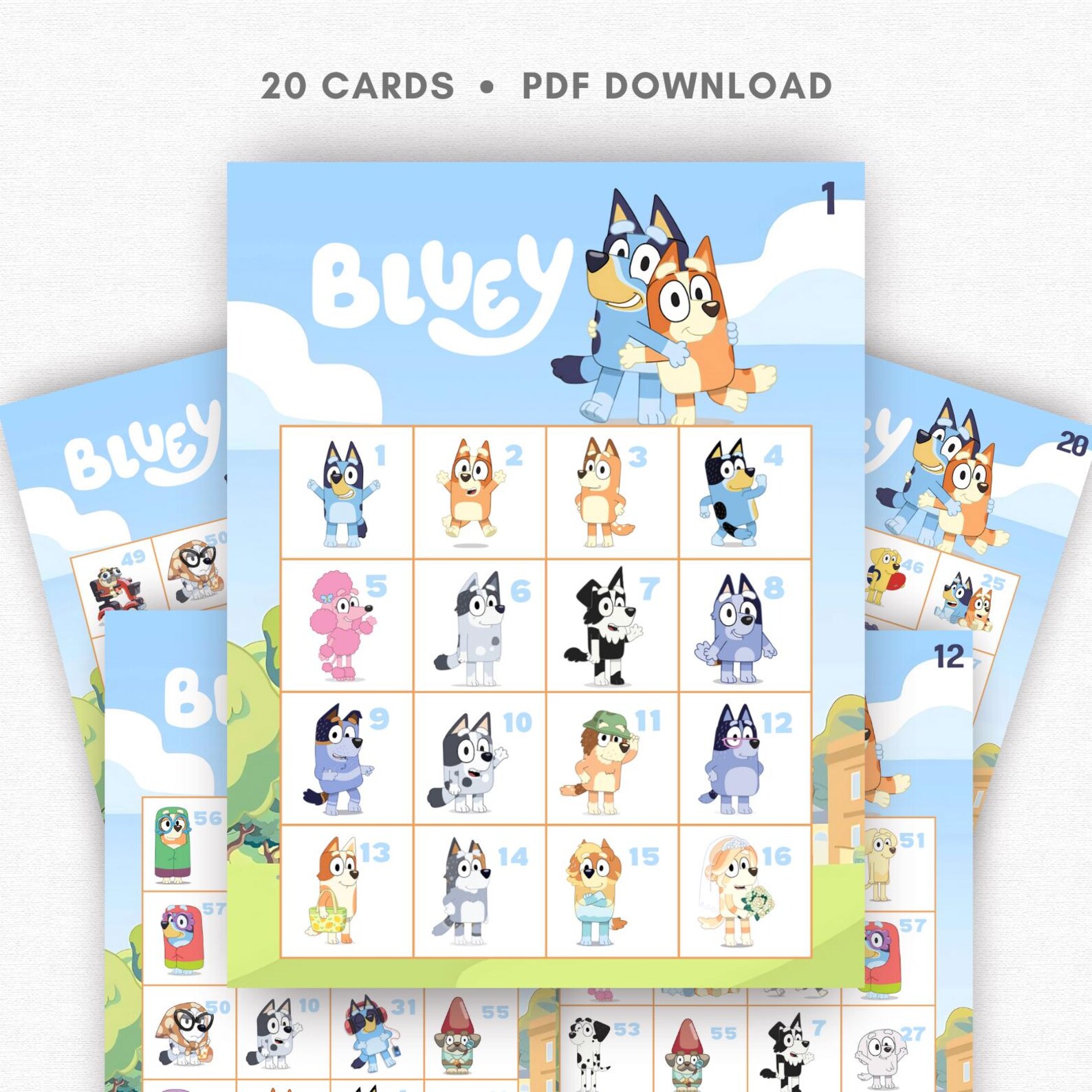 Bluey Bingo, 20 Sheet Bingo - Etsy