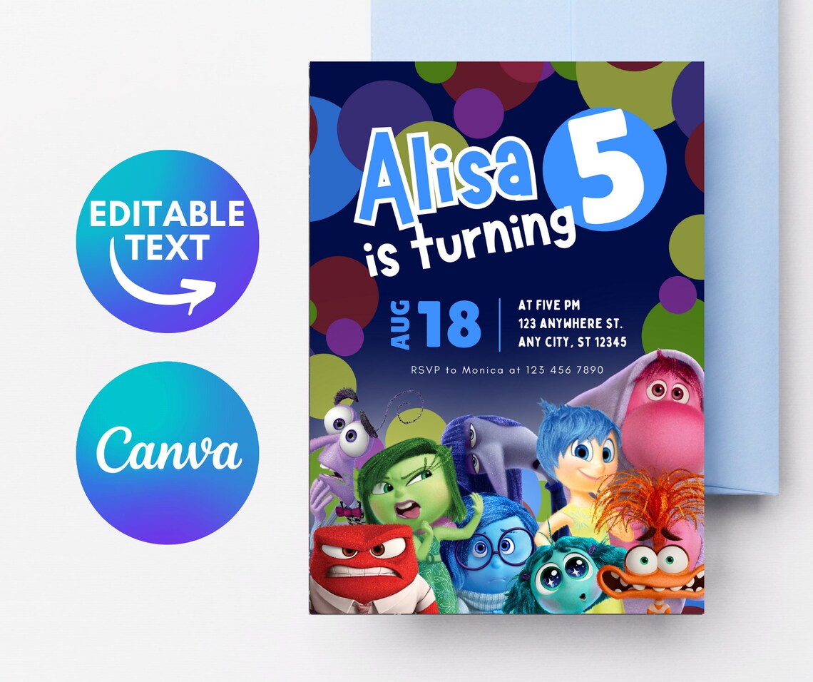 Inside Out Invitation, Inside Out Birthday Invitation - Etsy