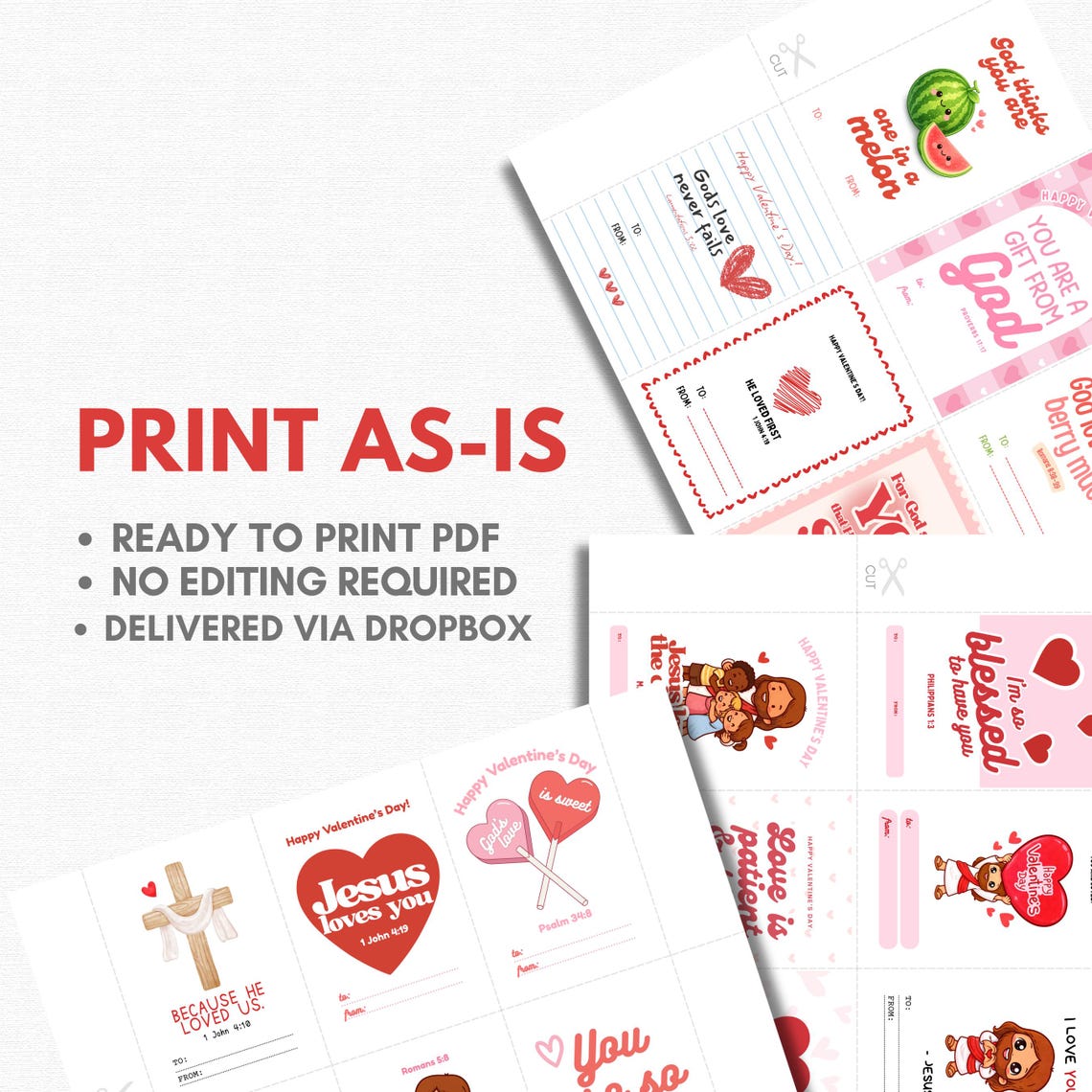 20 Bible Printable Valentine Cards, 20 Editable Christian Valentine Cards - Etsy