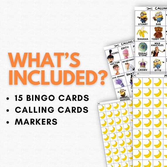 Minion Printable Bingo Cards