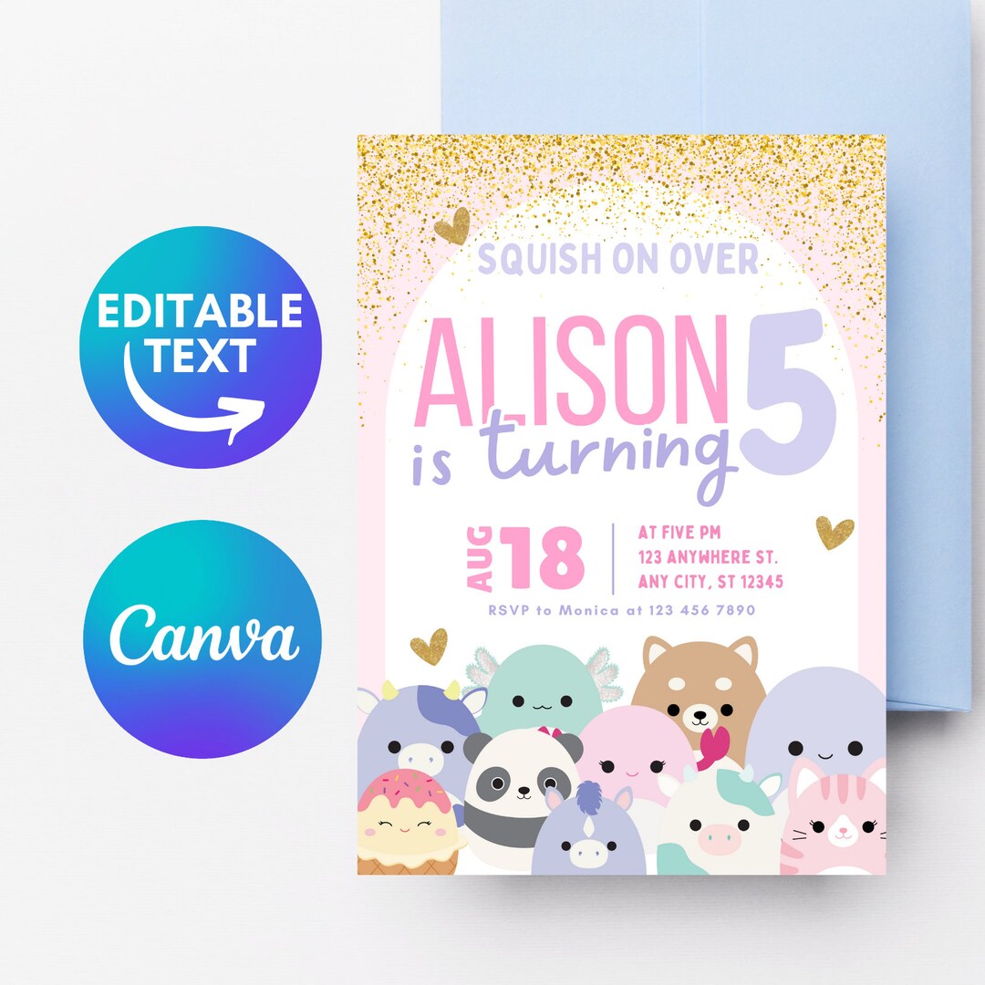 Squishmallow Birthday Invitation, Squishmallow Birthday Party - Etsy
