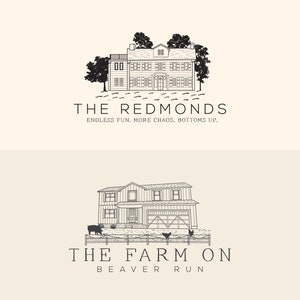 Custom Hand Drawn House Logo |custom Logo Design | Cottage Logo | Farm ...