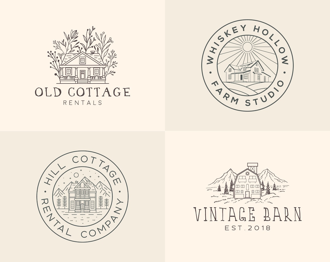 Custom Hand Drawn House Logo |custom Logo Design | Cottage Logo | Farm ...