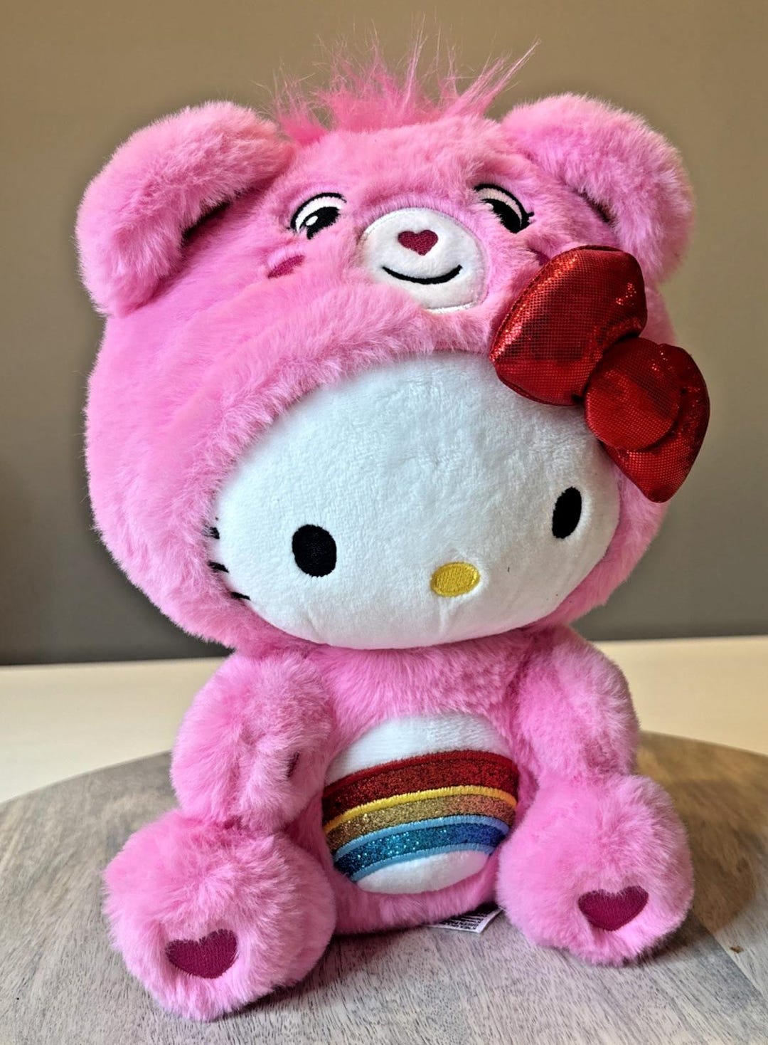 Care Bears Plush Pink Cheer Bear Rainbow Belly Sanrio Stuffed Toy - Etsy