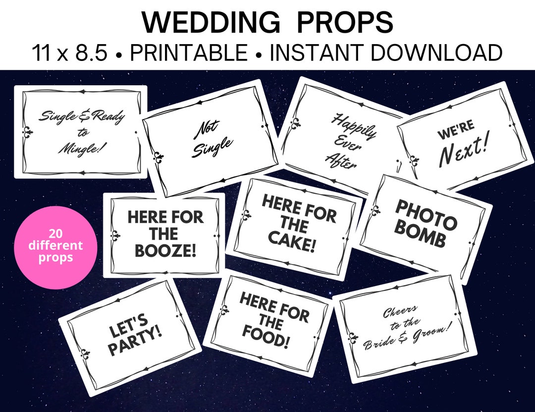 Wedding Photo Booth Props - Printable Wedding Props - Wedding Reception ...
