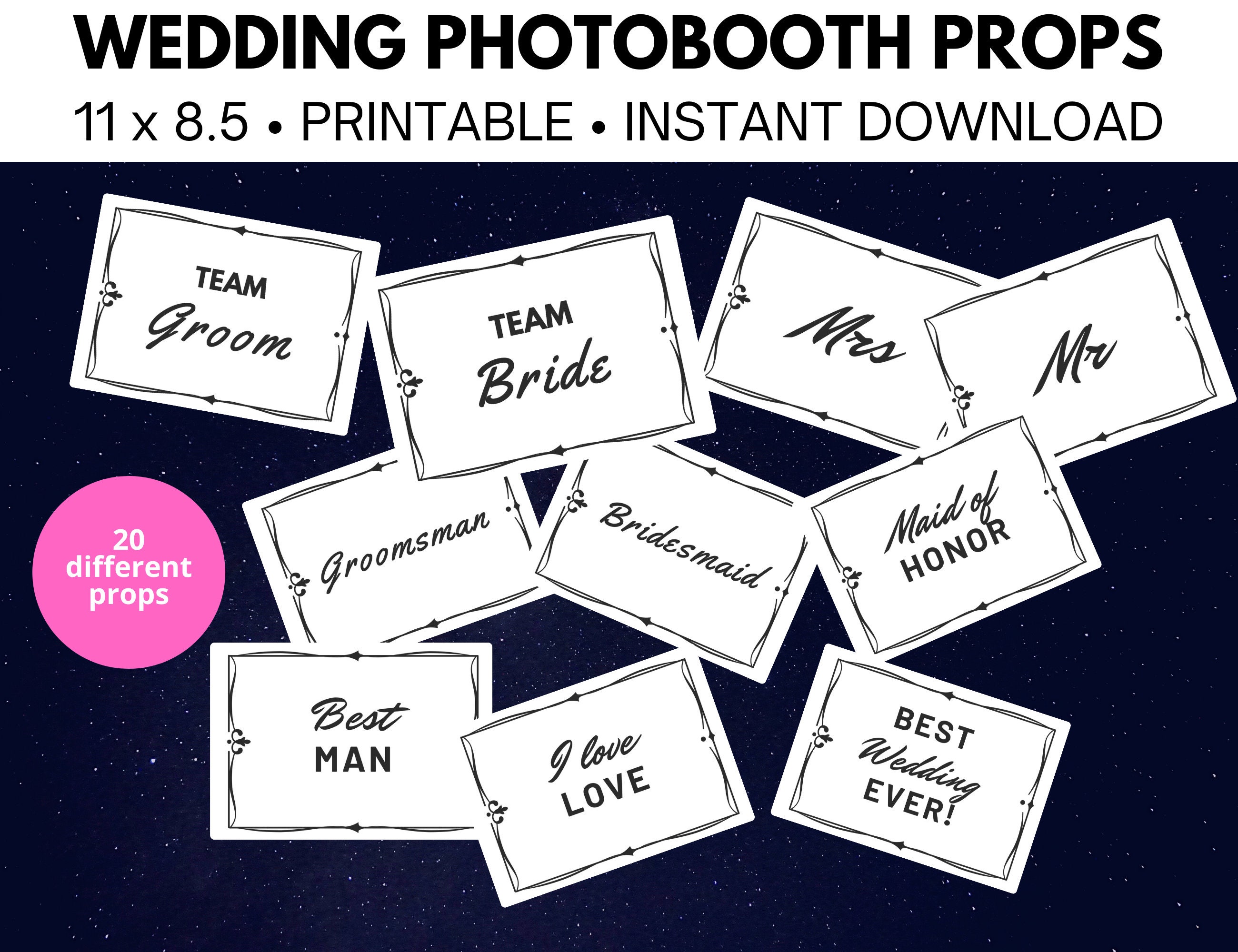 Wedding Photo Booth Props - Printable Wedding Props - Wedding Reception ...