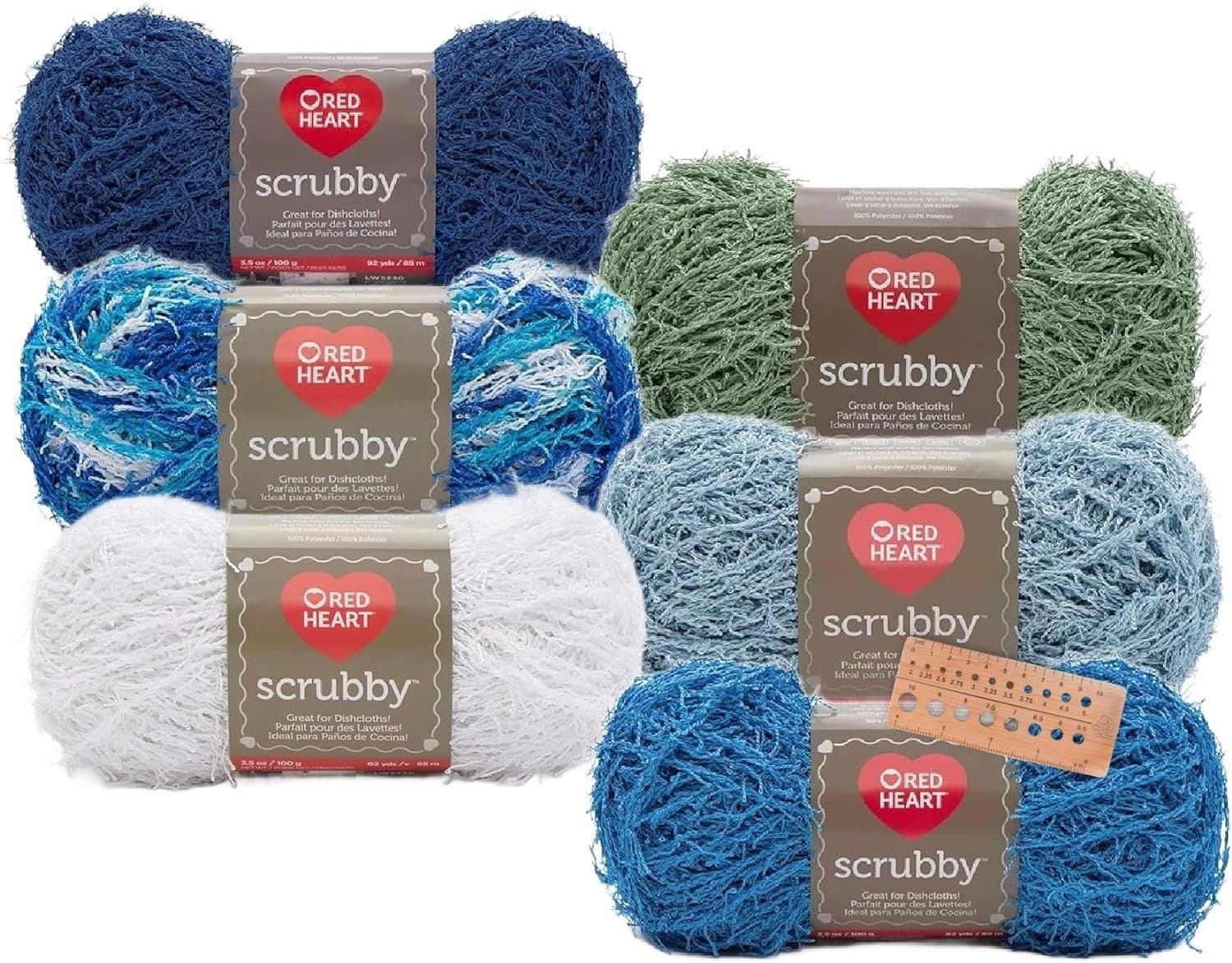 Red Heart Scrubby Yarn 6 Skein Assortment waves - Etsy