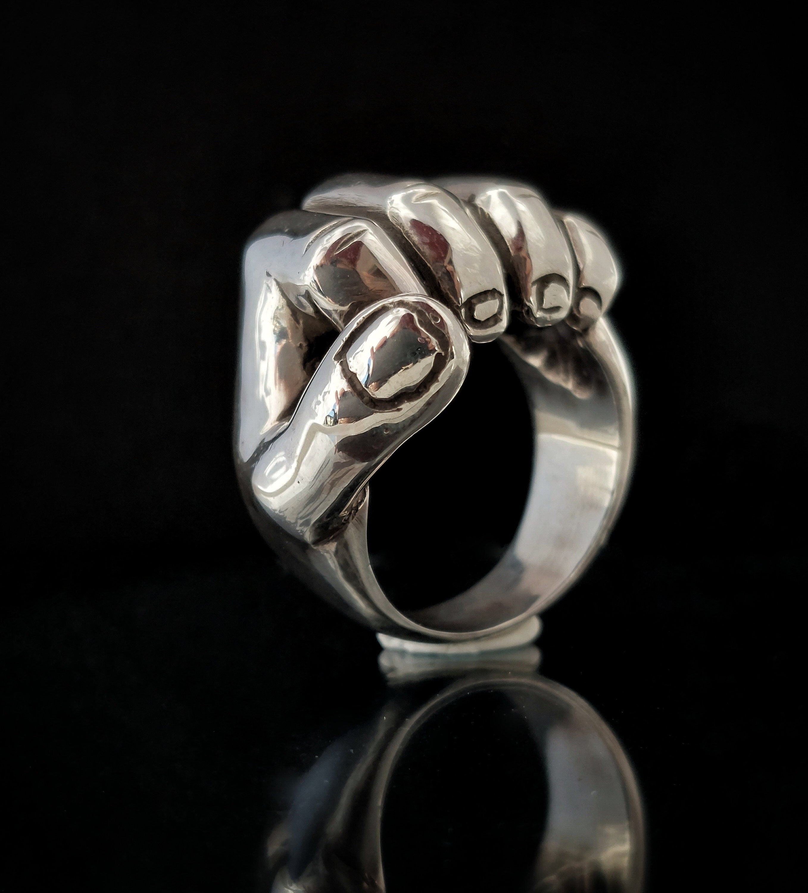 Silver Fist Ring, Power Symbol Ring, Hand Ring, Sterling Silver, Fist ...