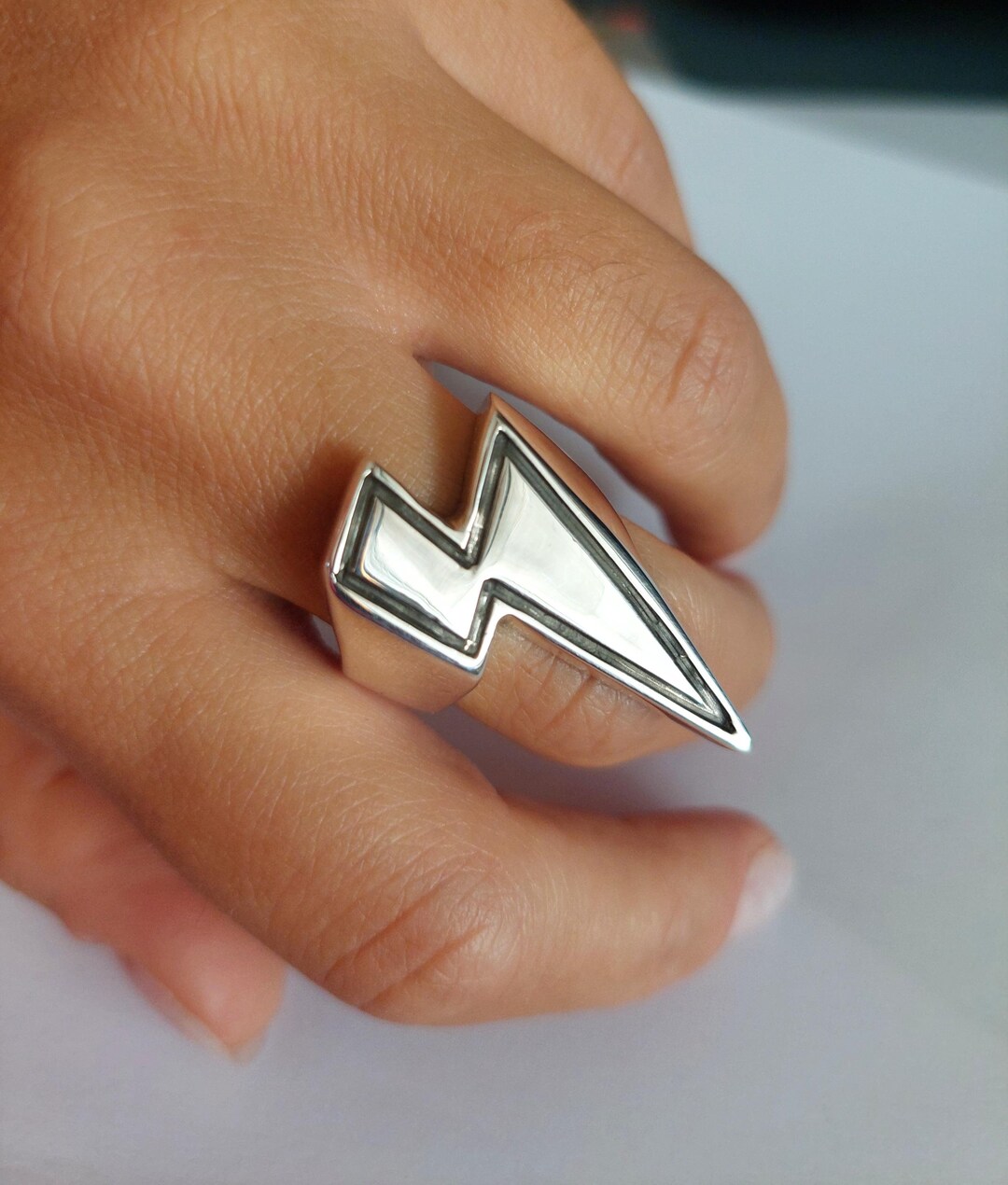 Lightning Bolt Ring, Silver Thunder Ring, Flash Silver Ring, Men's Ring ...