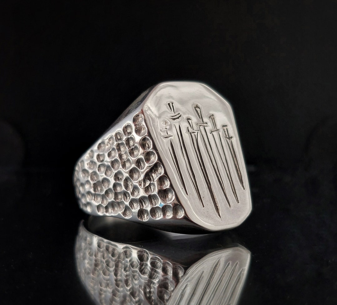 Sword Ring, Sterling Silver, Ring for Men, Hammered Ring, Statement ...