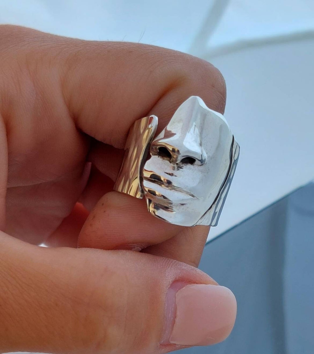 Ancient Face Ring, Statue Ring, Sculpture Ring, Unique Ring, Silver ...