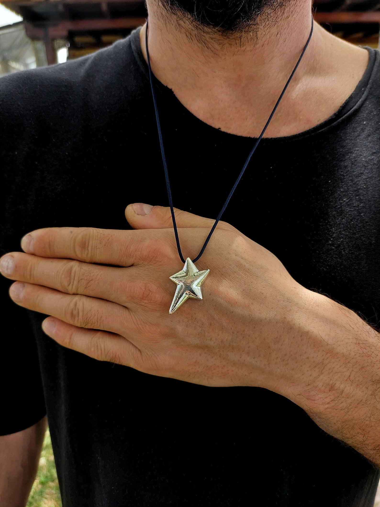 Star Pendant Necklace for Men Silver Star Pendant Gift for - Etsy