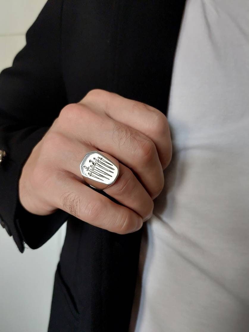 Sword Ring, Sterling Silver, Ring for Men, Hammered Ring, Statement ...