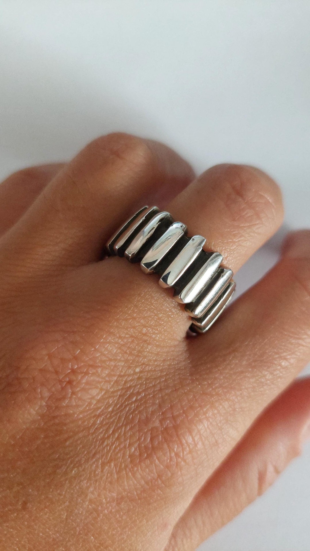 Chunky Silver Band Ring, Thick Band Ring, Heavy Silver Ring, Solid ...