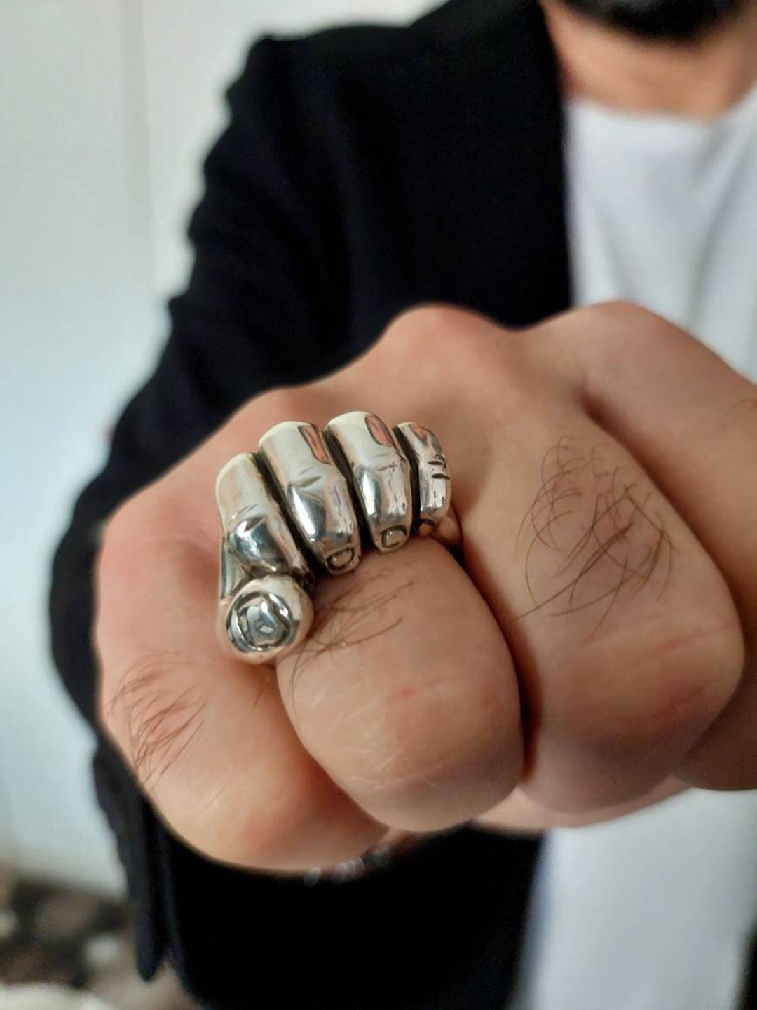 Silver Fist Ring, Power Symbol Ring, Hand Ring, Sterling Silver, Fist ...