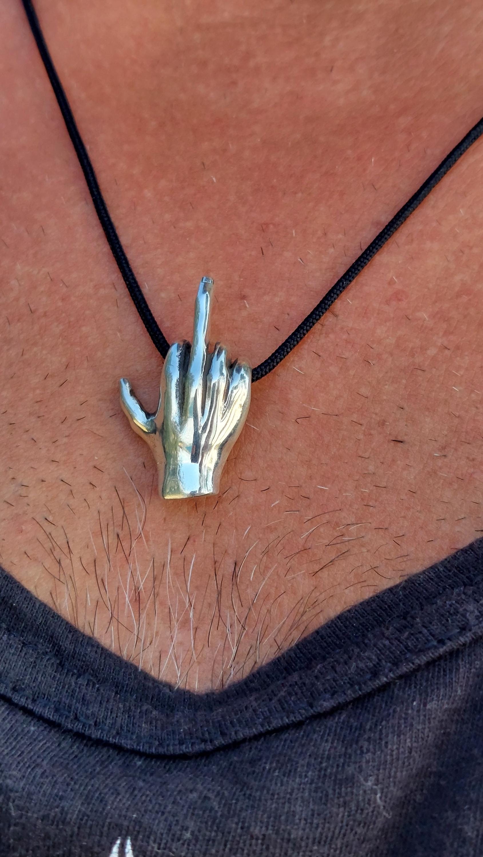 Middle Finger Necklace in 950 Silver • Street Style Statement Jewelry ...