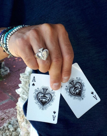 Ace of Spades Ring Spades Ring Men's Ring Lucky Ring - Etsy