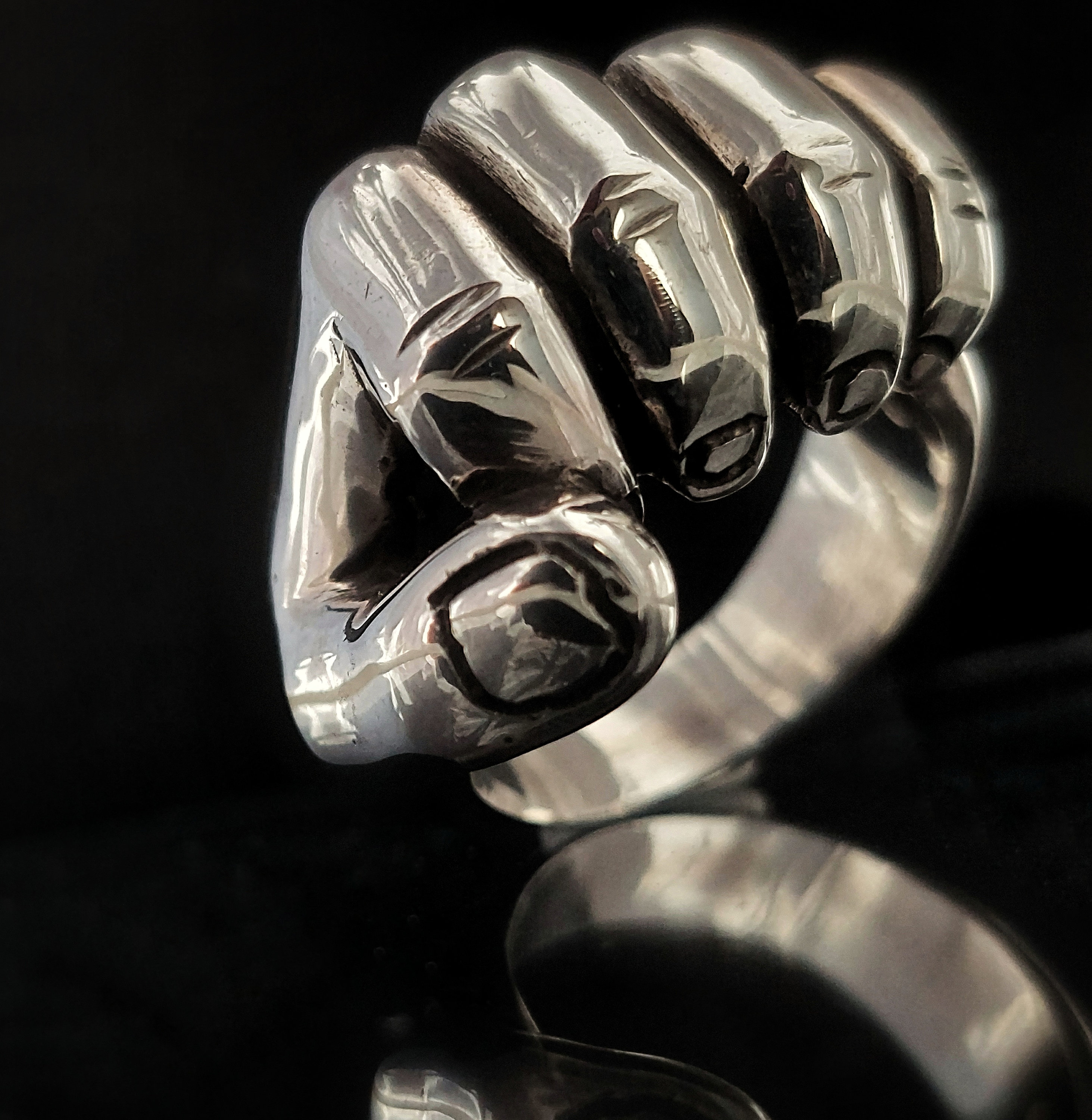 Silver Fist Ring, Power Symbol Ring, Hand Ring, Sterling Silver, Fist ...
