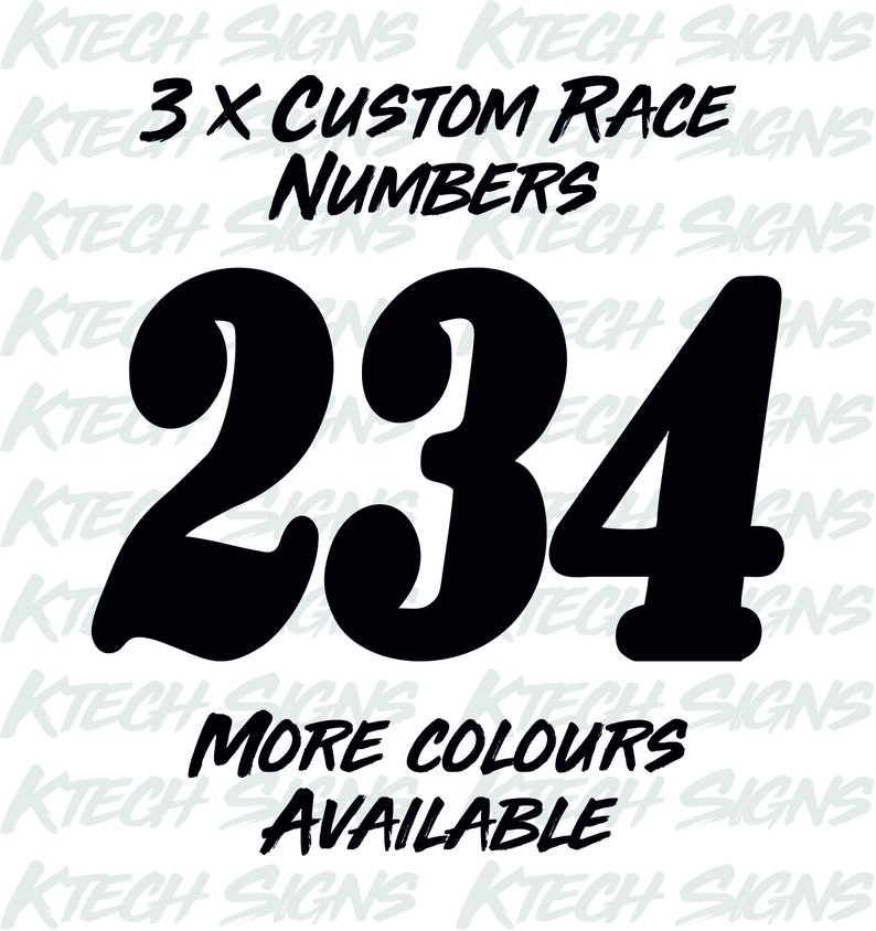 3 X Custom Race Numbers Vinyl Stickers Decals Motorsport - Etsy
