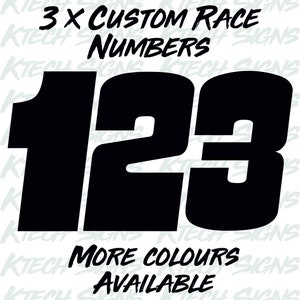 3 X Custom Race Numbers Vinyl Stickers Decals - Motorsport Motorcycle ...