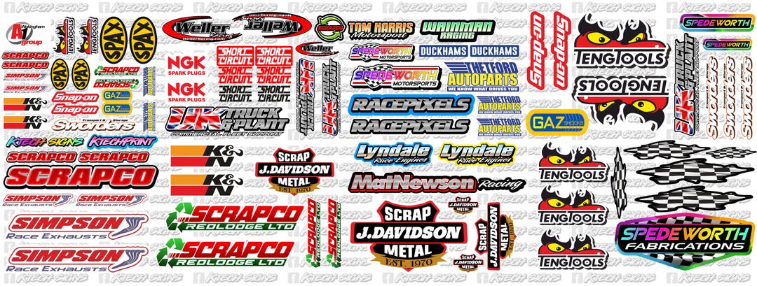 Rc Stock Car Hot Rod 1/12 1/10 Filler Sheet Stickers Mardave Kamtec ...