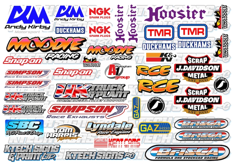 Rc Racing 1/12 A5 Filler Sheet Stickers Mardave Kamtec Decal Stock Car ...