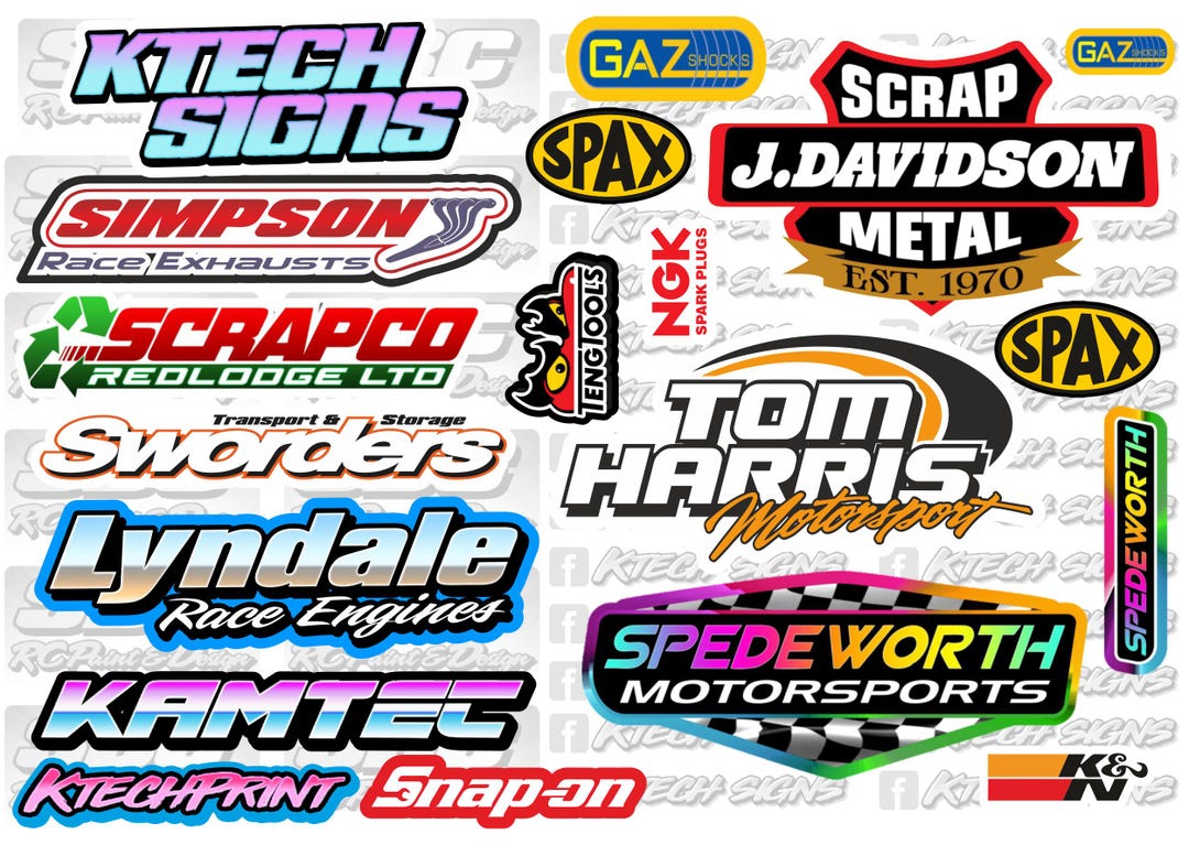 Rc Racing 1/12 A5 Filler Sheet Stickers Mardave Kamtec Decal Stock Car ...