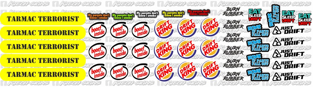 Rc Drift 1/12 1/10 Filler Sheet Stickers Mardave Kamtec Decal Stock Car ...