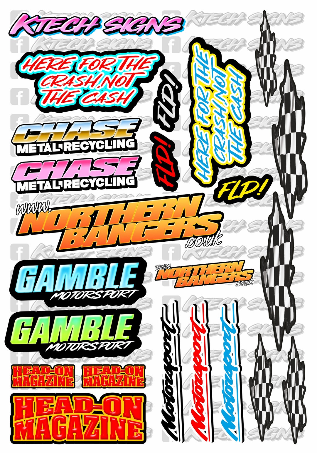 Rc Banger 1/12 A5 Filler Sheet V3 Stickers Mardave Kamtec Decal Stock ...