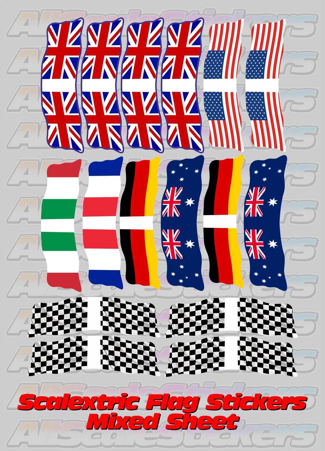 Slot Car Scalextric Flag Scenery Stickers Decals 1/32 Mixed Sheet X 16 ...